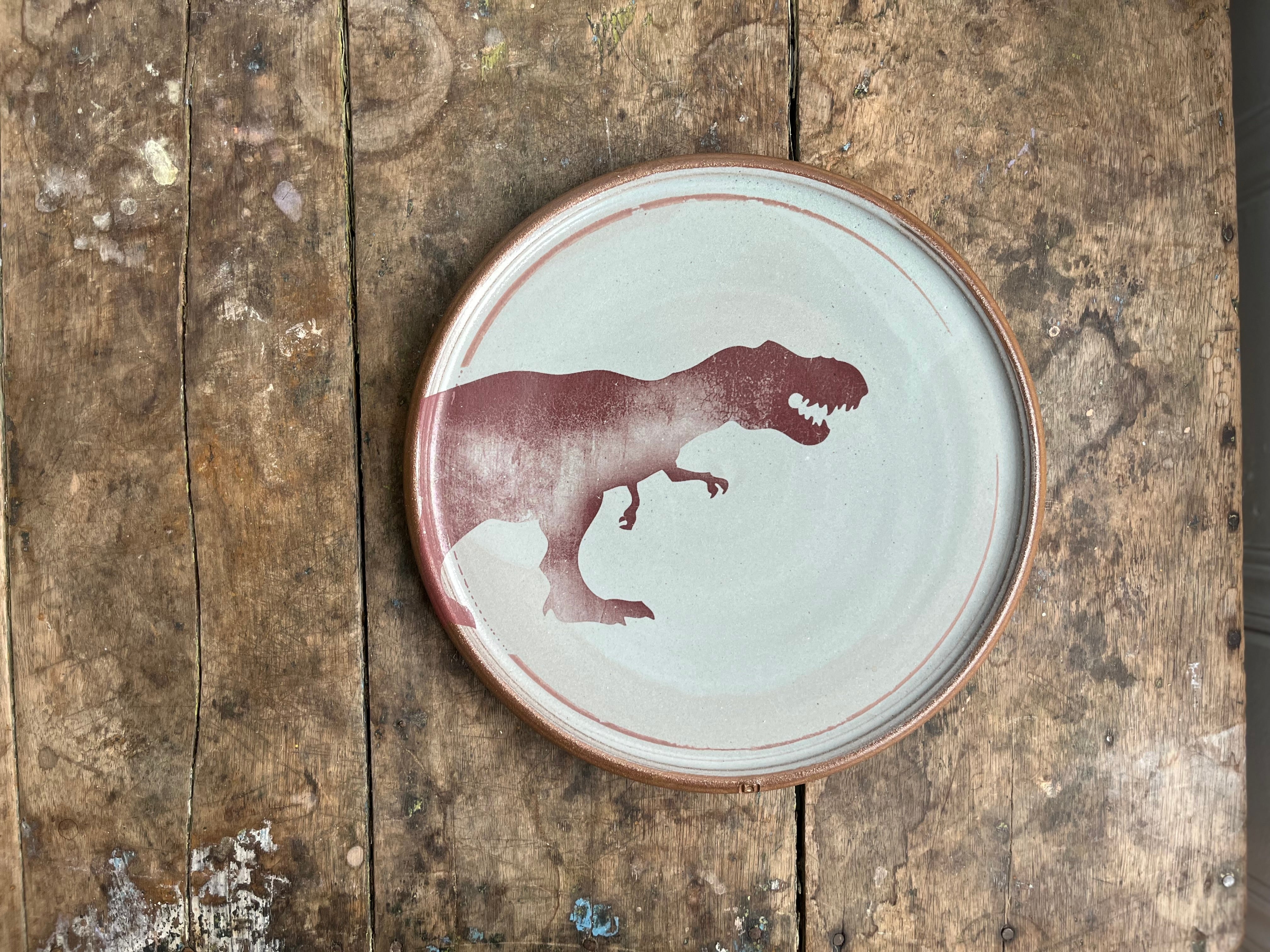 T-Rex Dinner Plate - blue – Keith Hershberger Ceramics