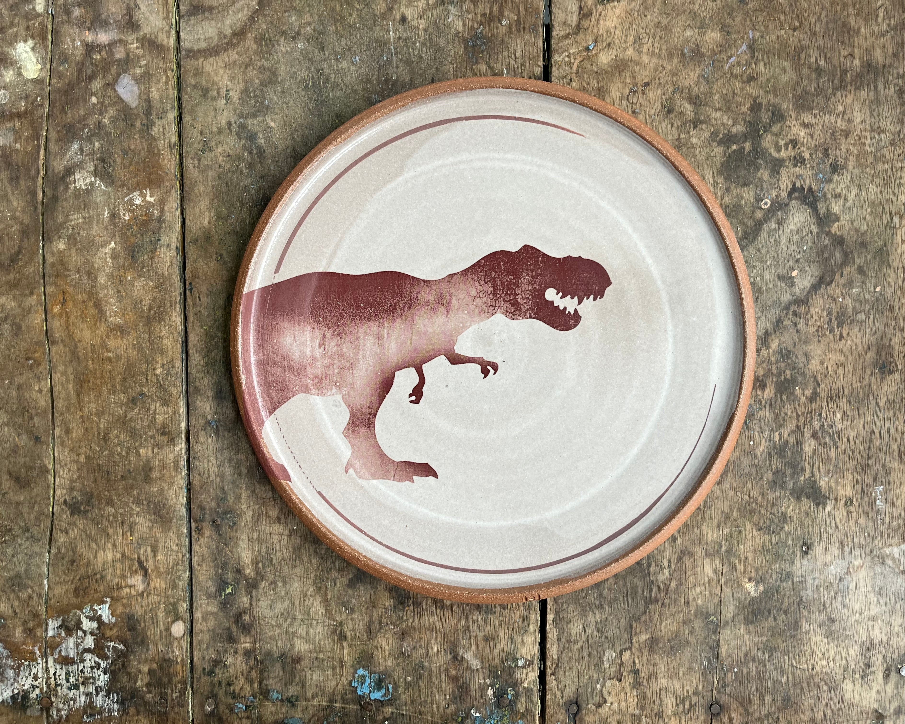 T-Rex Dinner Plate - white – Keith Hershberger Ceramics
